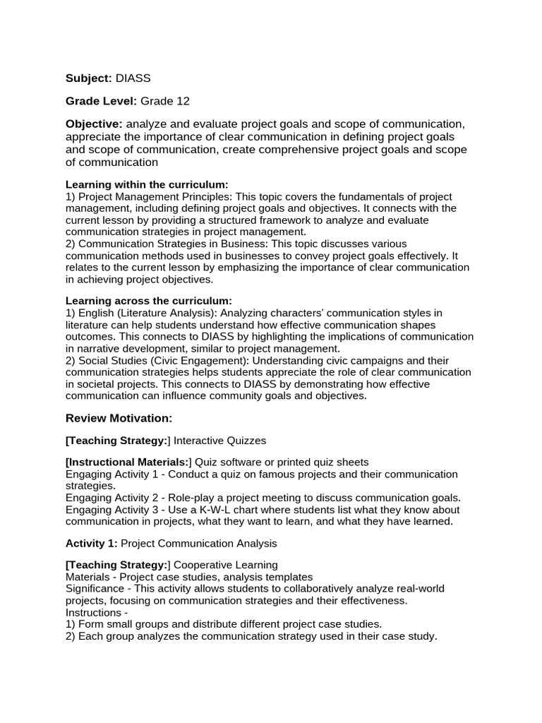 Lesson Plan | PDF