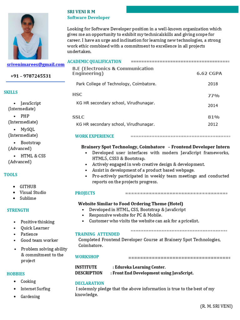 Sri - Software Developer | PDF