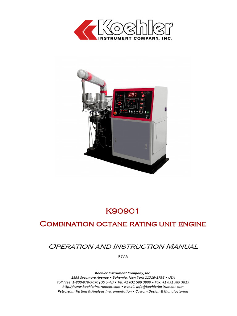 Operation and Instruction Manual: K90901 Combination Octane Rating Unit Engine | PDF