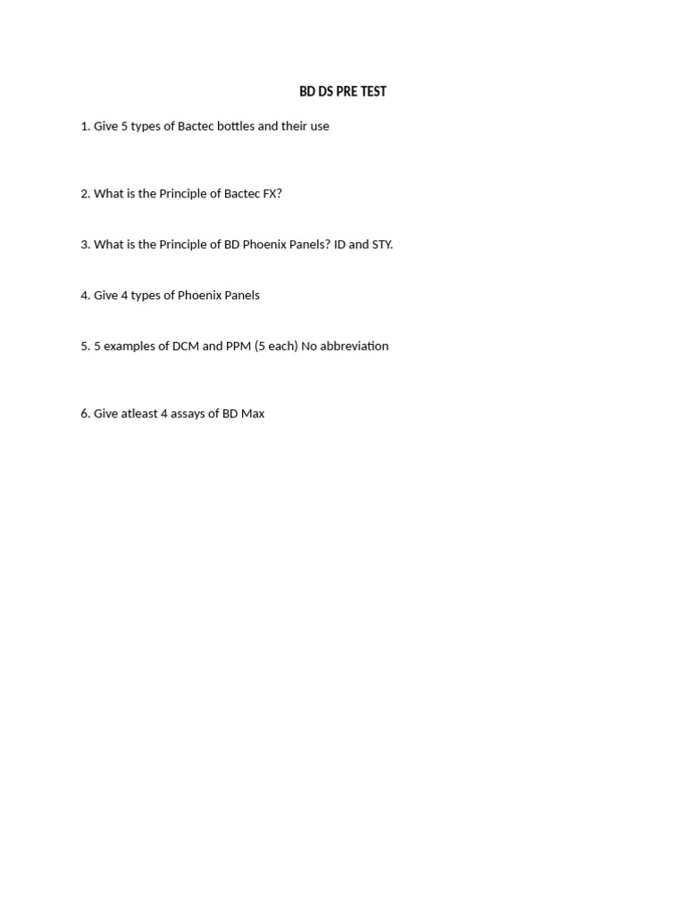 BD DS Pre Test | PDF