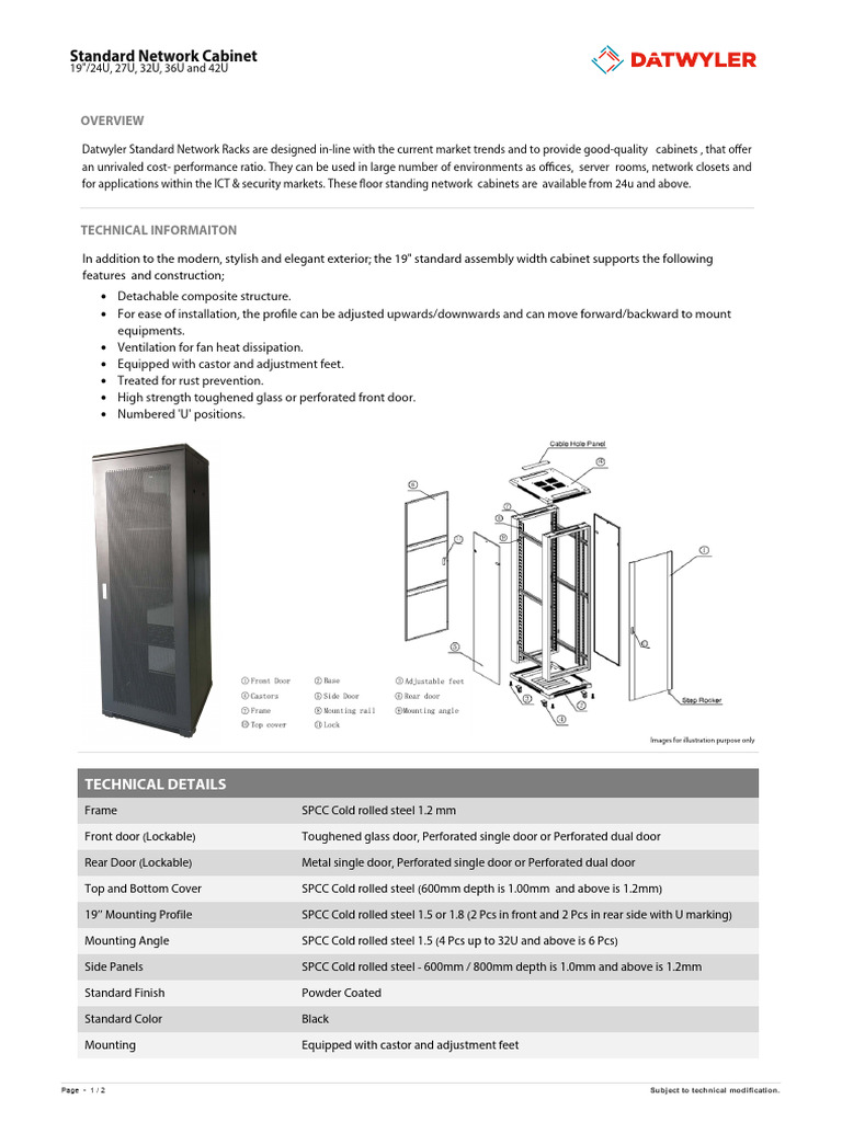 Datwyler Standard Network Floor Standing Cabinet | PDF | Door | Technology & Engineering