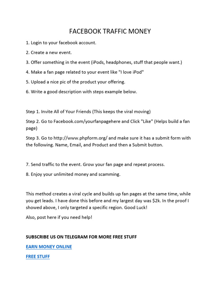 FACEBOOK TRAFFIC MONEY | PDF