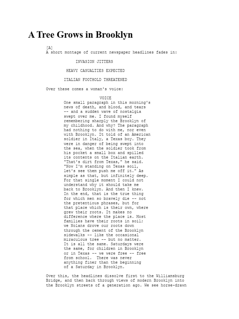 A Tree Grows in Brooklyn - Script | PDF