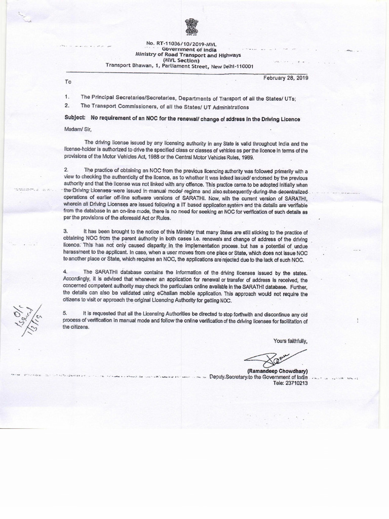 Rto Noc 28-2-2019 | PDF