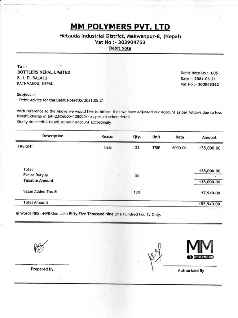 Debit Note | PDF