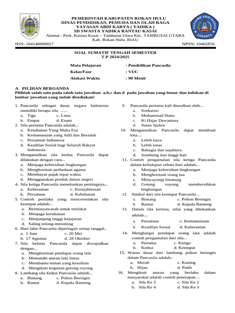 Uts PP Kelas 6 | PDF