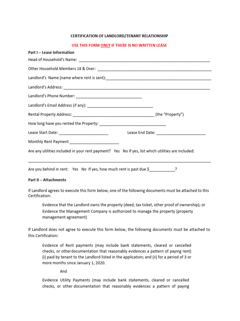 Certification of Lease Form 8 25 | PDF | Renting | Lease