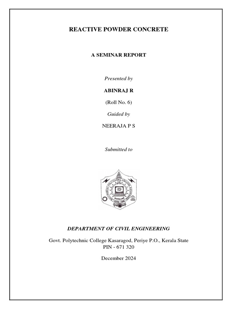 222871756-Seminar-Report-On-Reactive-Powder-Concrete-Civil-Engineering-Docx (1) - Merged | PDF