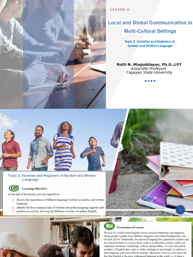 Lesson 4 Local and Global Communication in Multicultural Settings Topic ...