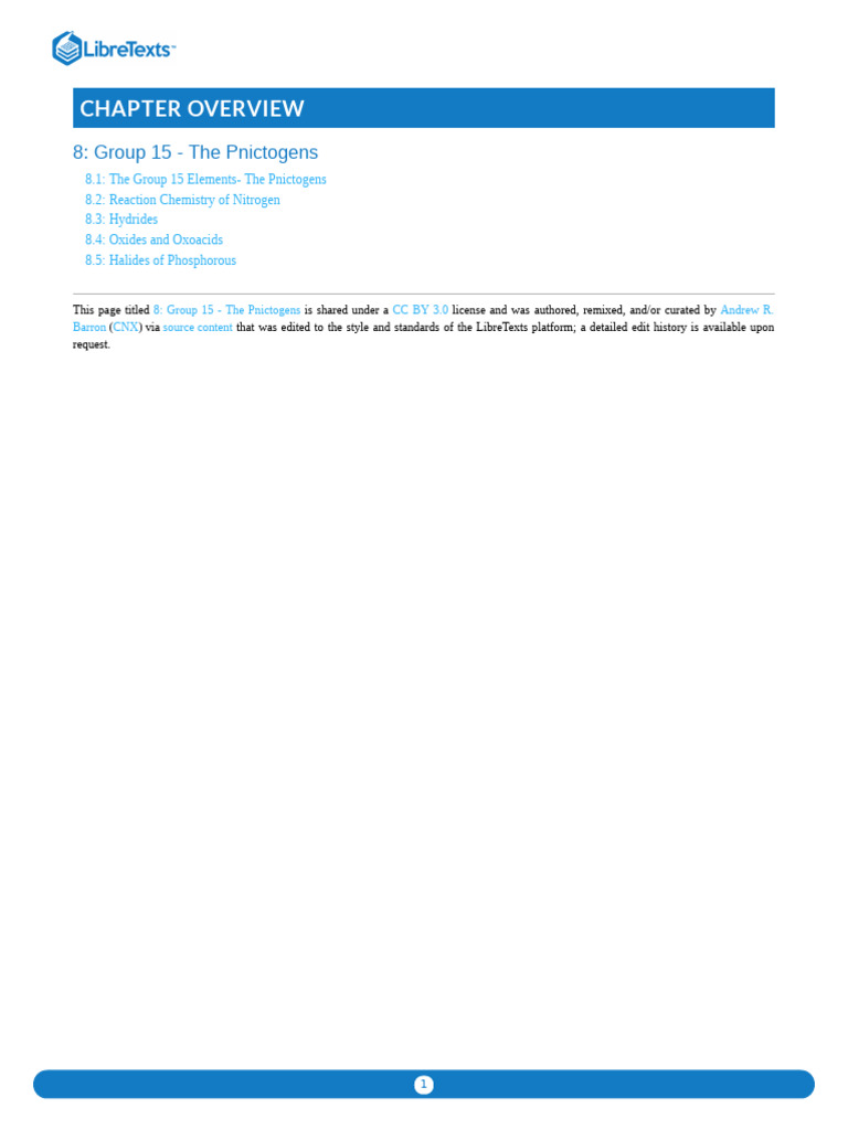 Pnictogens | PDF