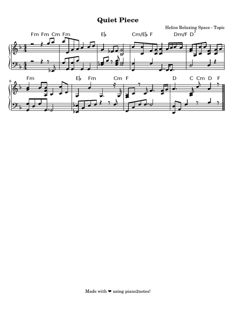 Quiet Piece Piano Notes | PDF