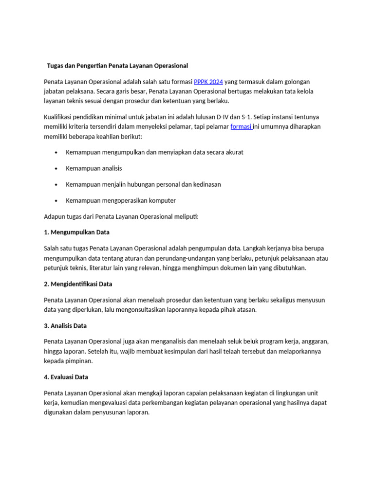 Tugas Dan Pengertian Penata Layanan Operasional | PDF