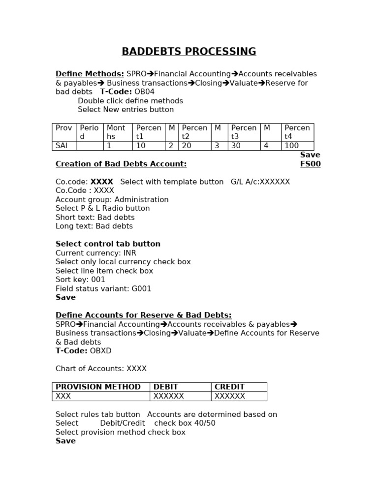 Baddebts Processing | PDF