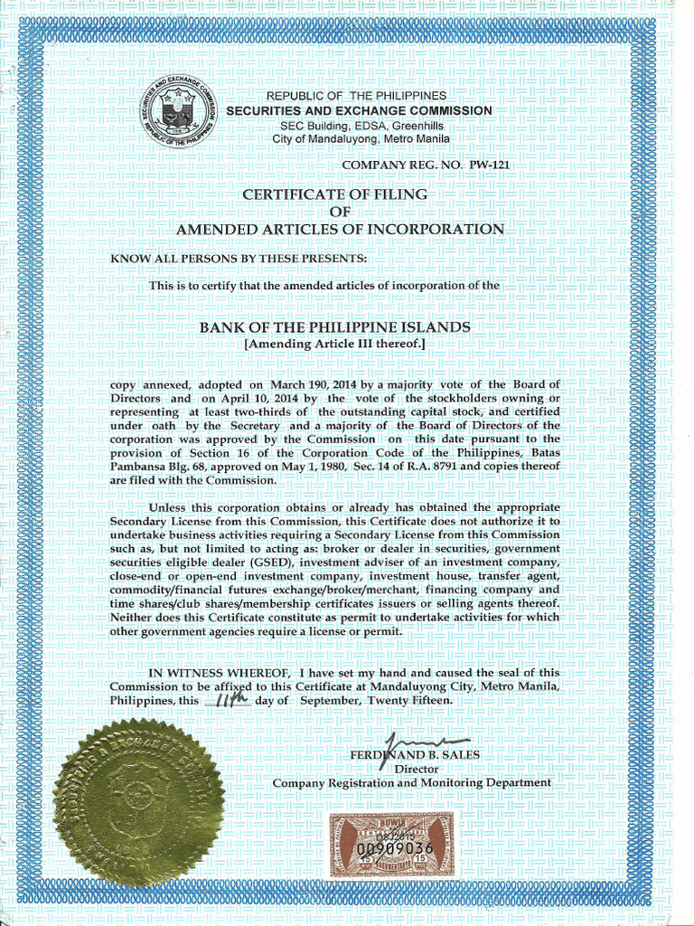 Articles of Incorporation | PDF