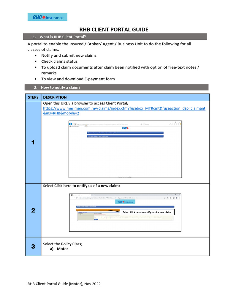 RHB-Client-Portal-Guides-Motor | PDF