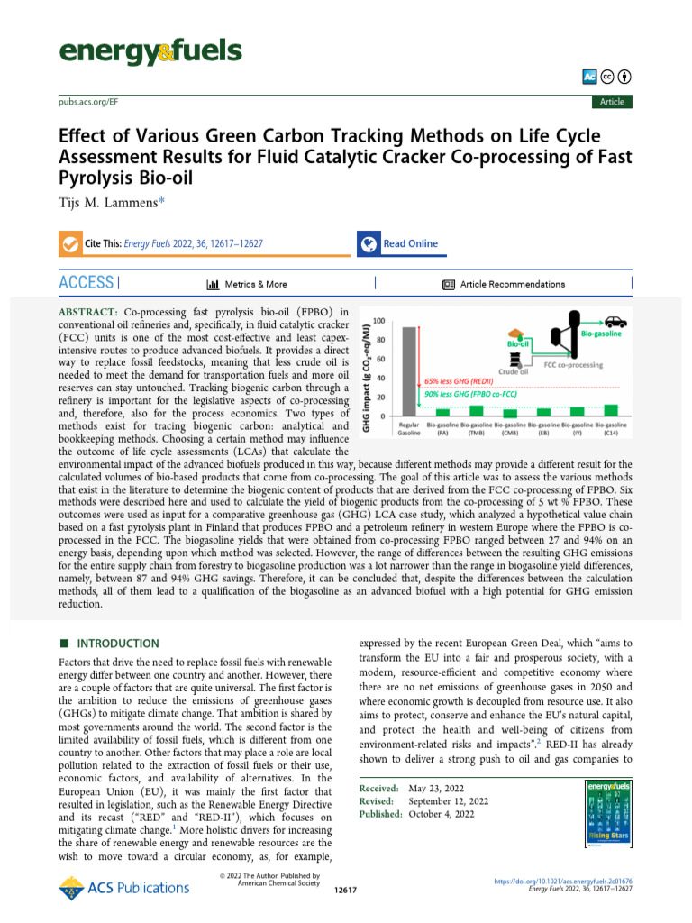 Effect of Various Green Carbon Tracking Methods On Life Cycle ...