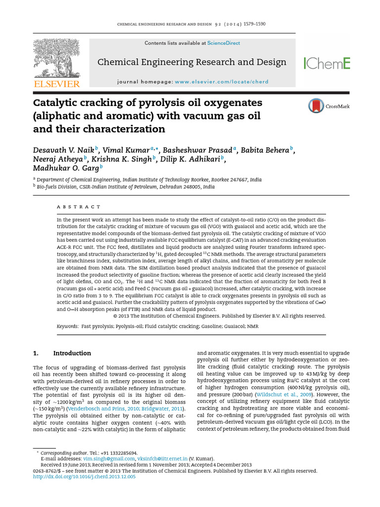 Catalytic Cracking of Pyrolysis Oil Oxygenates (Aliphatic and Aromatic ...