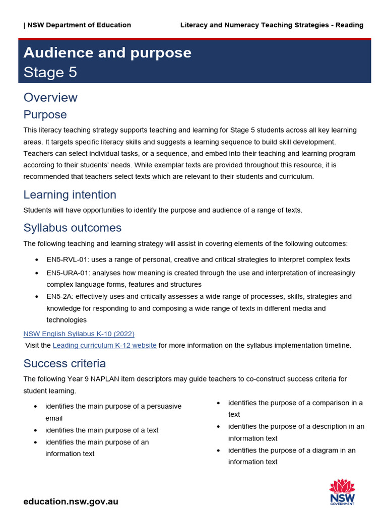 s5 Reading Audience and Purpose | PDF