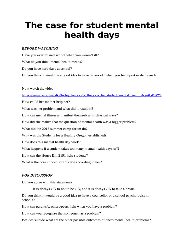 The case for student mental health days | PDF