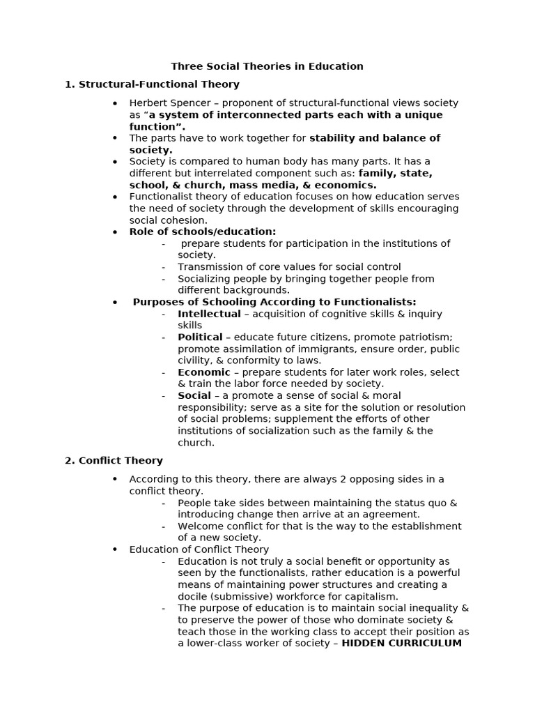 Three Social Theories in Education 2nd | PDF | Liberal Arts Education ...