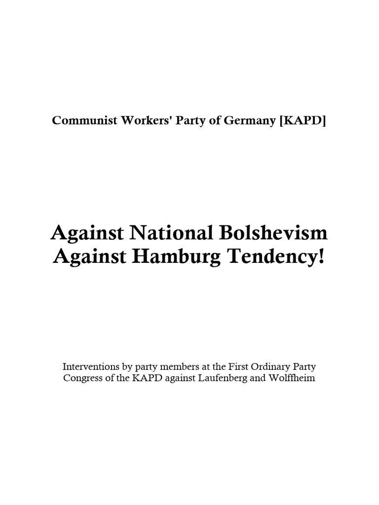KAPD's Stance Against National Bolshevism | PDF | Communism | History