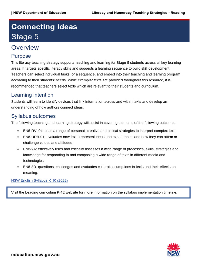 s5 Reading Connecting Ideas | PDF