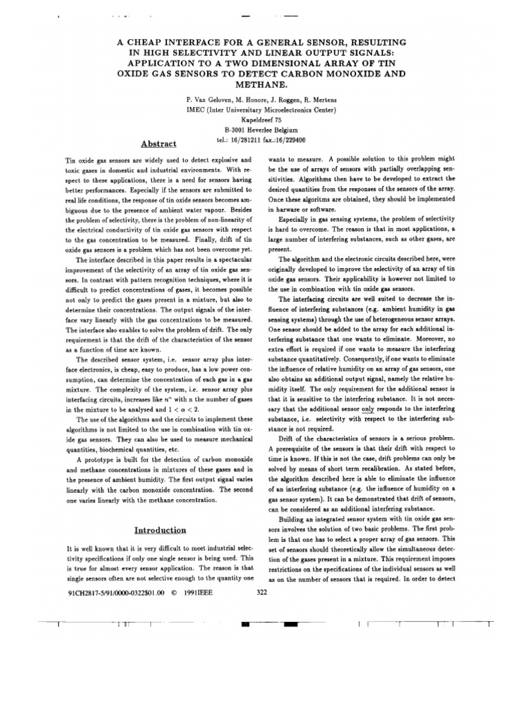 A Cheap Interface For A General Sensor Resulting In High Selecti Pdf