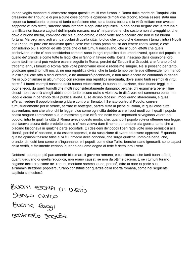 Dialogo Sulla Prima Deca Di Tito Livio. Libro 1 Capitolo 4 | PDF