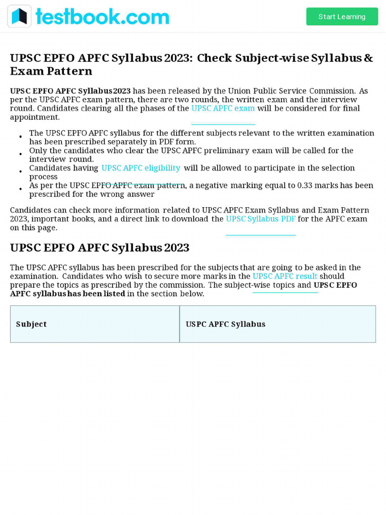 UPSC EPFO APFC Syllabus 2023 - Check Subject-Wise Syllabus & Exam ...