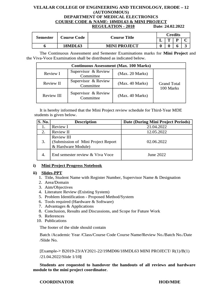 Circular For Mini Project MDE | PDF
