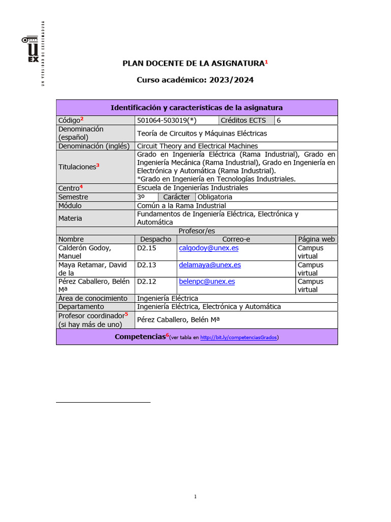 Plan Docente de La Asignatura Curso Académico: 2023/2024 | PDF