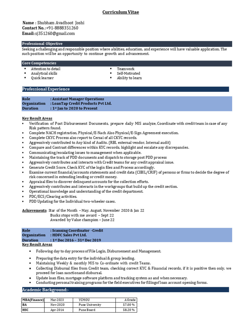 Shubham Joshi CV | PDF