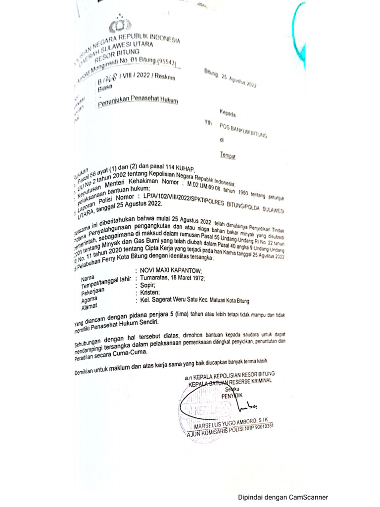 Surat Pnunjukan Pengacara Novi | PDF