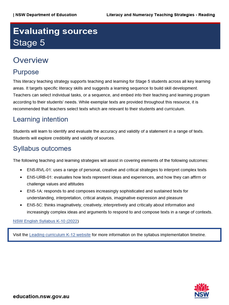 s5 Reading Evaluating Sources | PDF