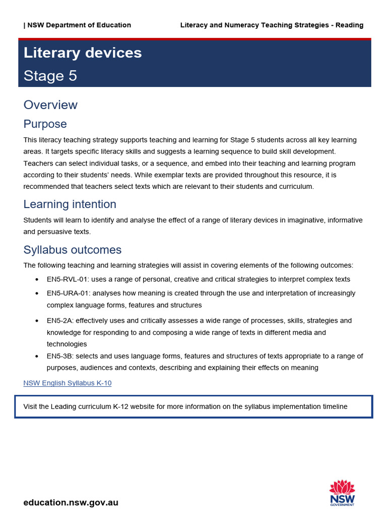 s5 Reading Literary Devices | PDF