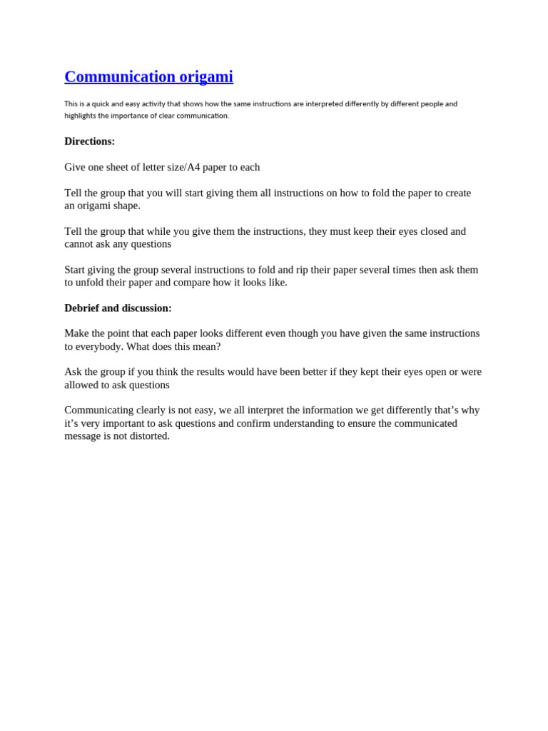 Communication Origami | PDF