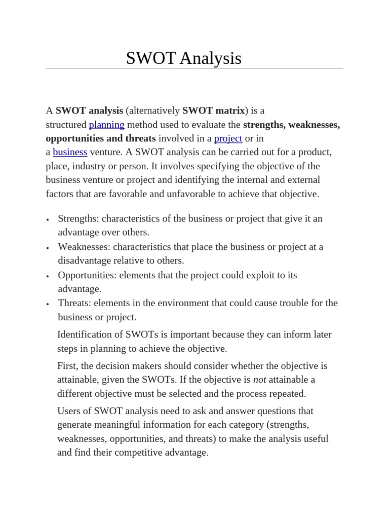 SWOT Analysis | PDF