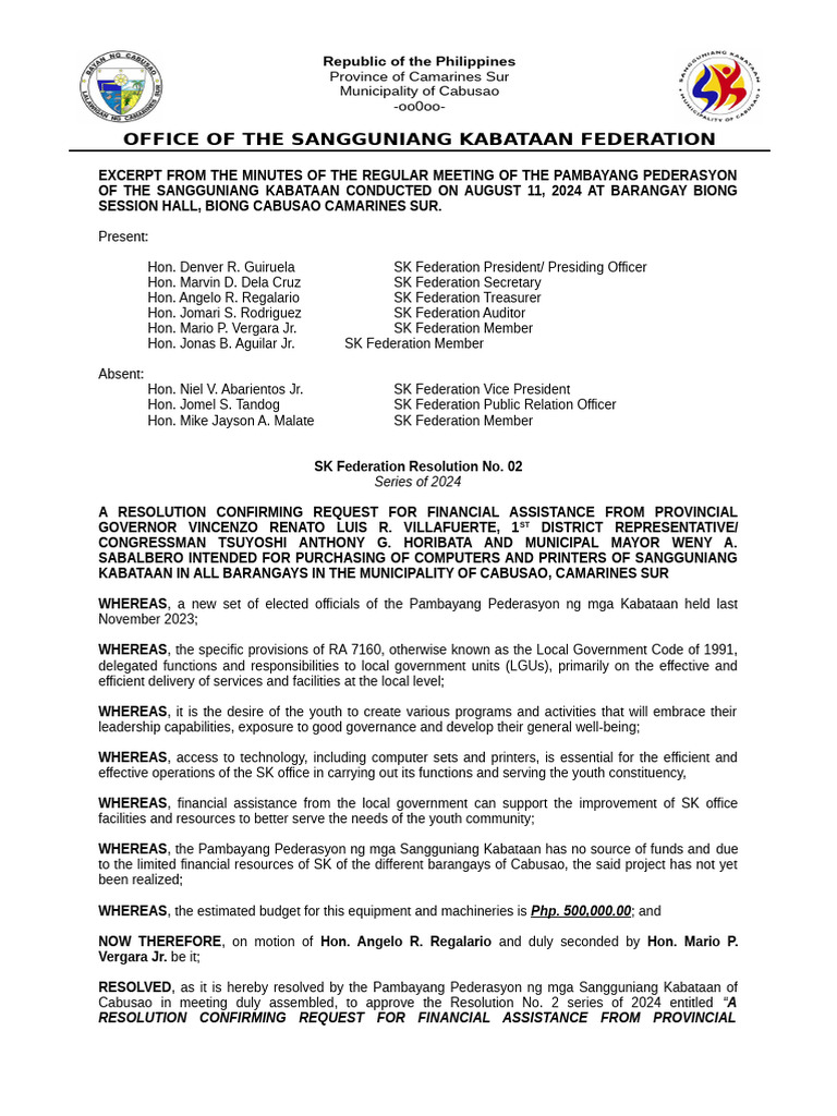 SKF Resolution 2 Financial Request Computers and Printers | PDF