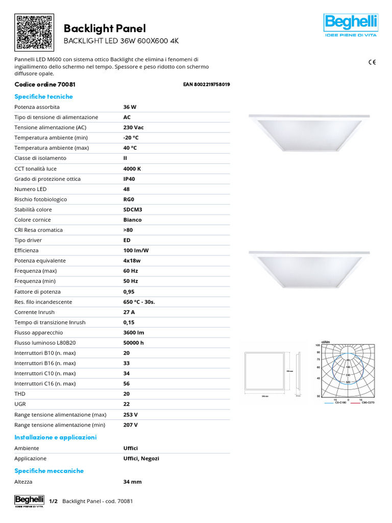 Beghelli - Backlight Panel 70081 - it | PDF