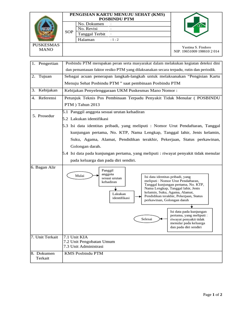Sop Pengisian KMS Bindu PTM | PDF