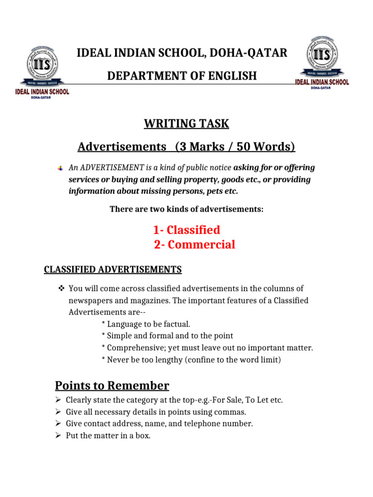 Advertisement Writing | PDF