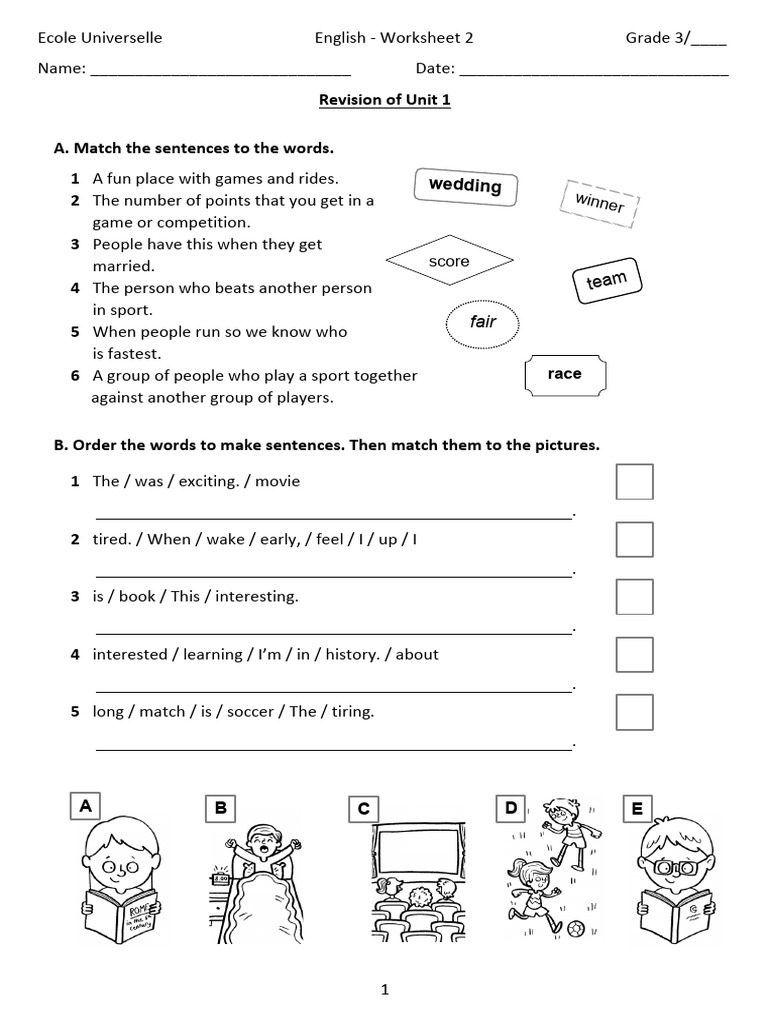 Grade 3 - English Worksheet 2 Revision | PDF