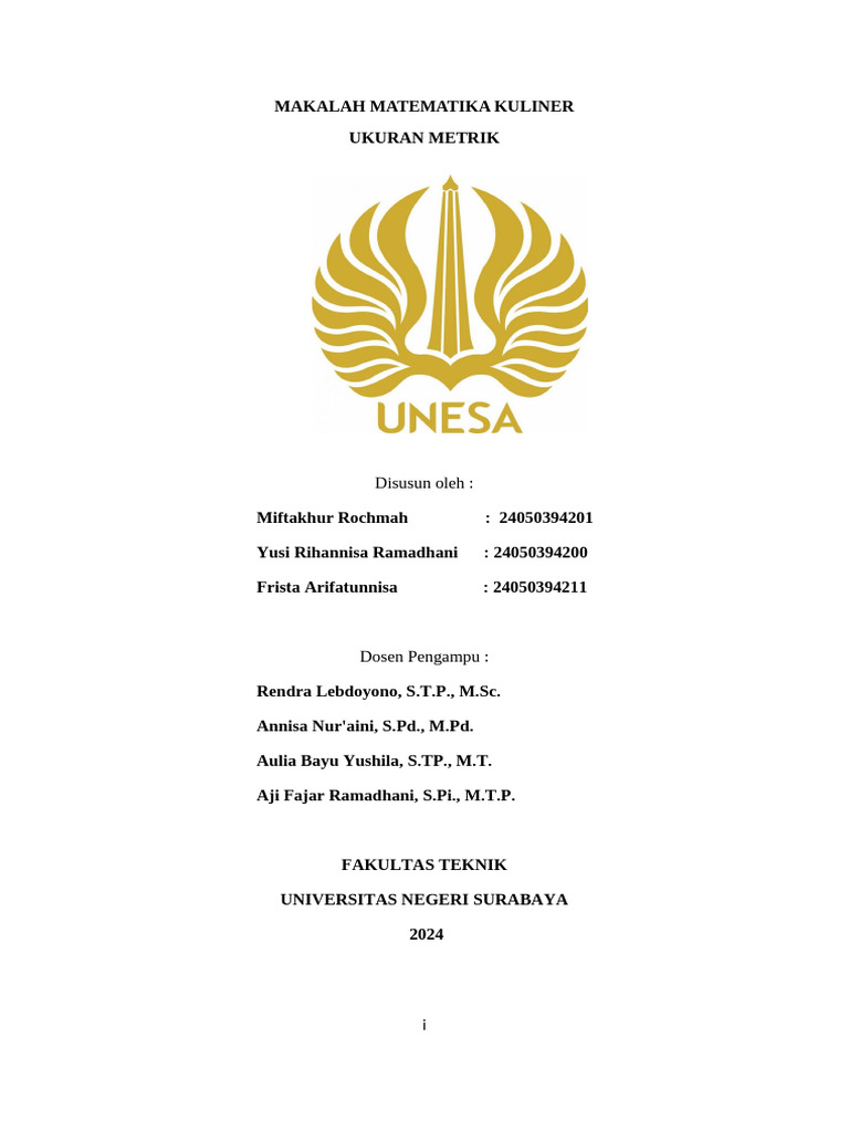 Makalah Matematika Kuliner LKM 3 | PDF