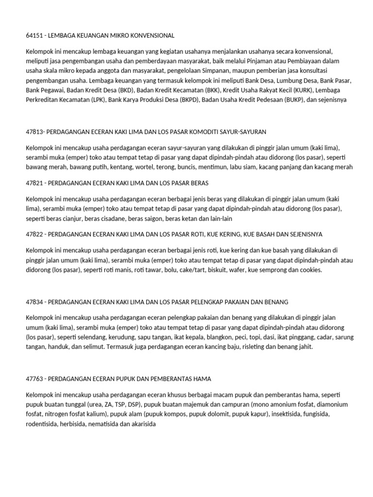 Kode Klasifikasi Bumdes Dan Saprodi | PDF