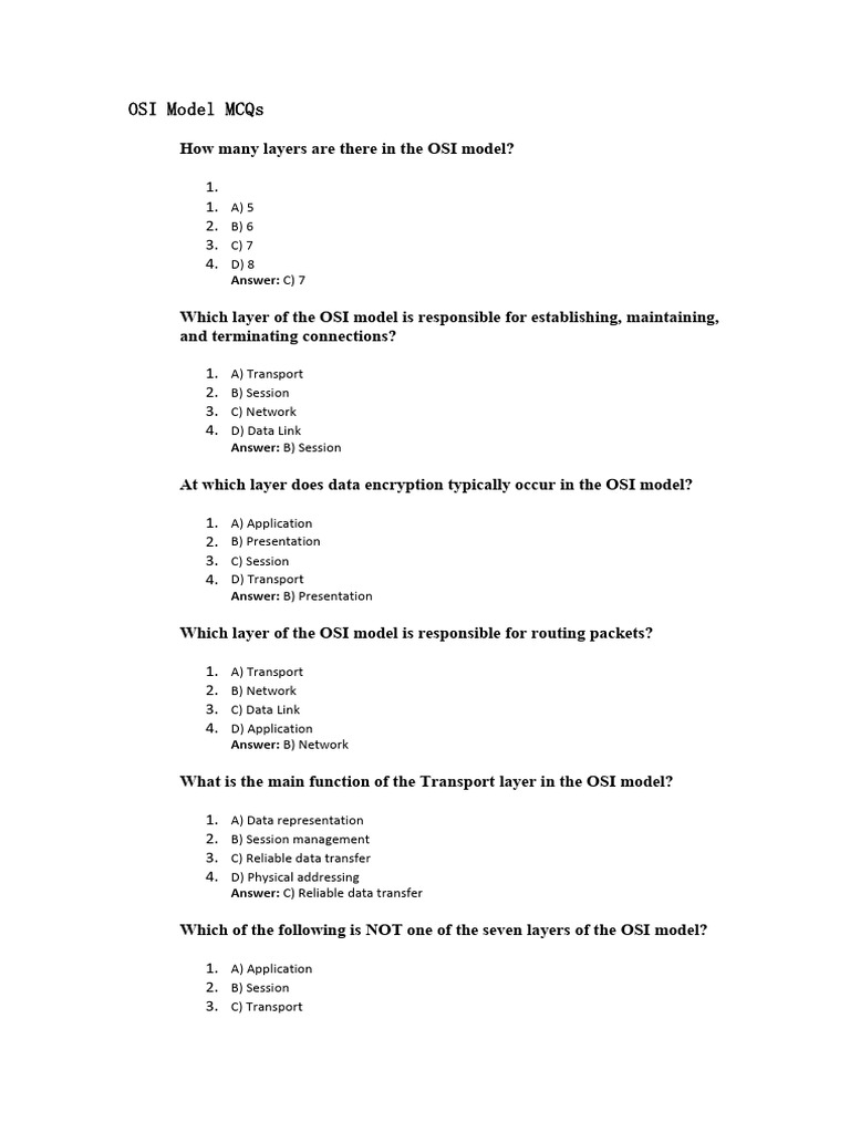 Osi Model Mcqs | PDF