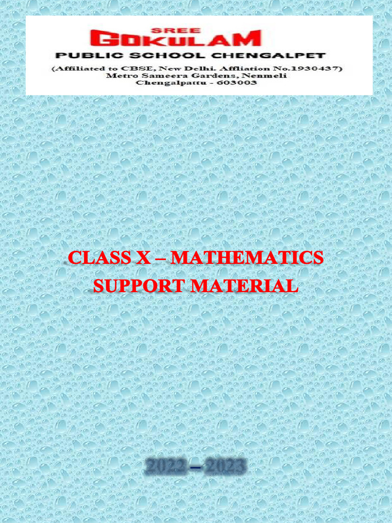 Class X - Mathematics - Support Material - Final-1 | PDF