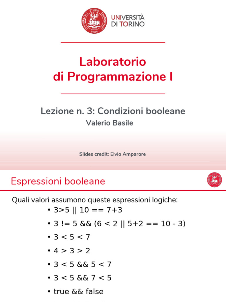 Lab03 - Condizioni Booleane | PDF