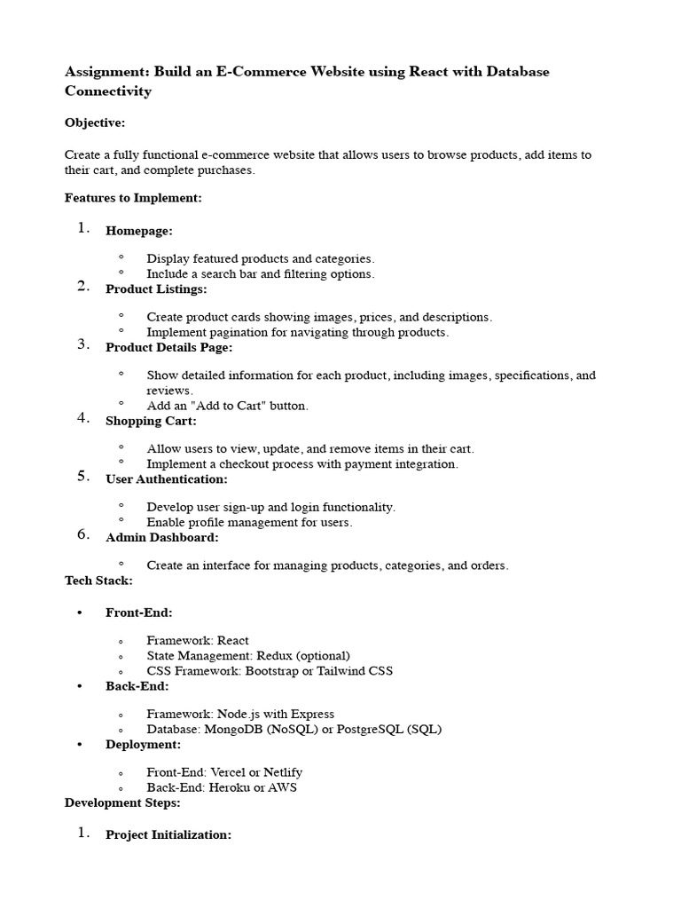 Full Stack Developer Assignment | PDF