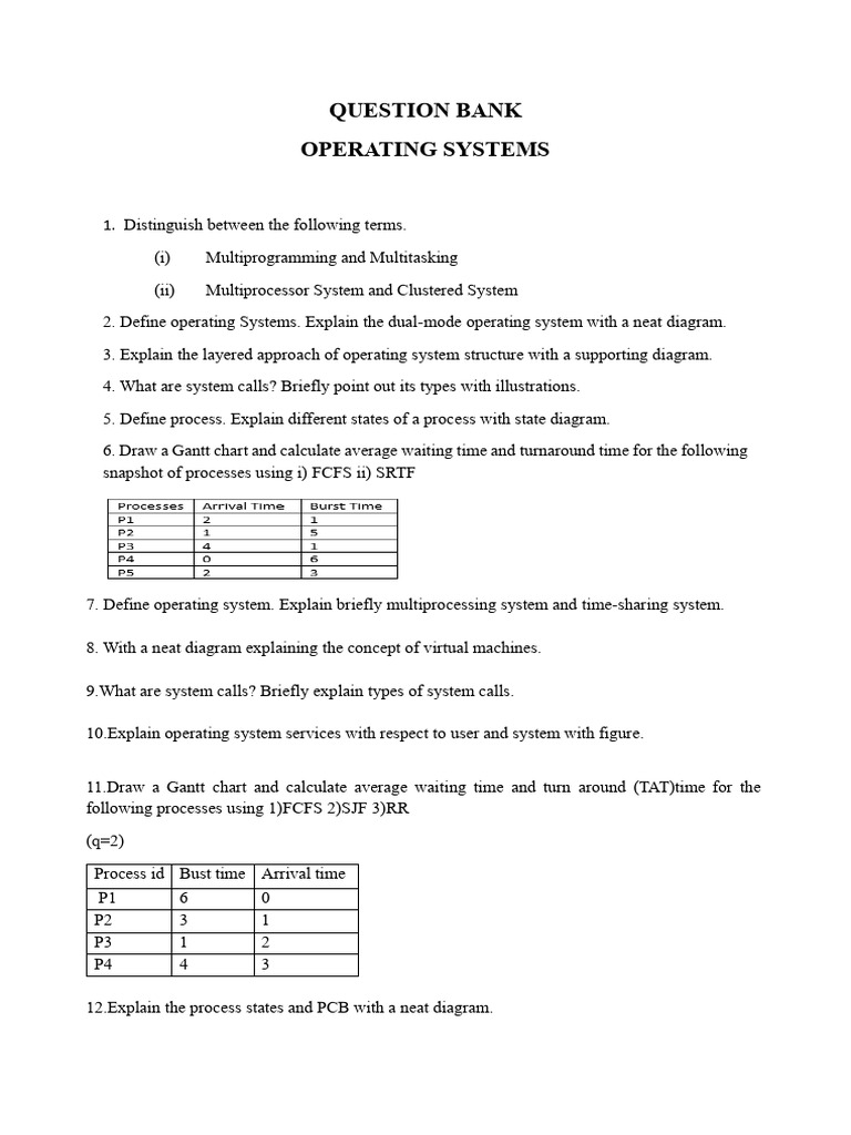 1st IA QB OS | PDF | Thread (Computing) | Teaching Methods & Materials