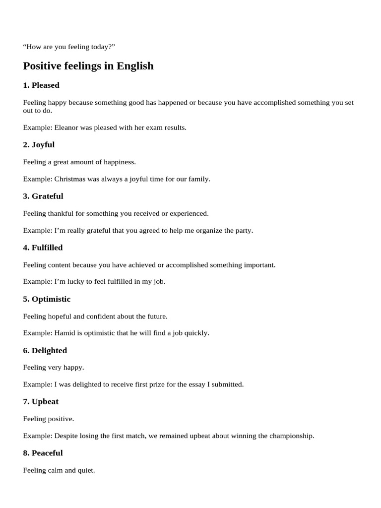 How Are You Feeling Today | PDF